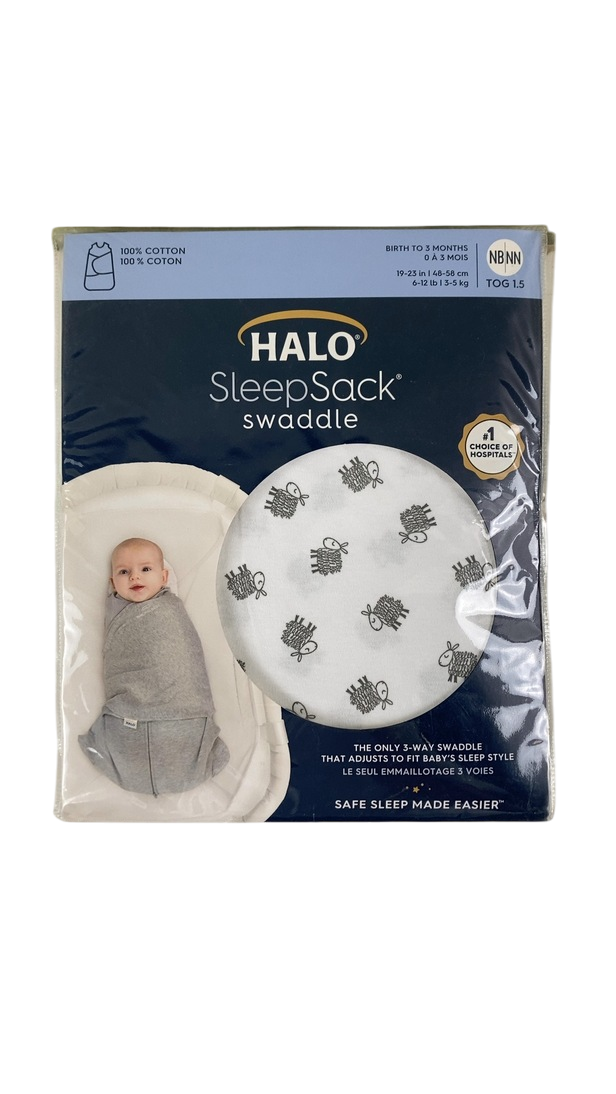 Halo SleepSack Swaddle, Newborn, White Lamb Scribble — GoodBuy Gear