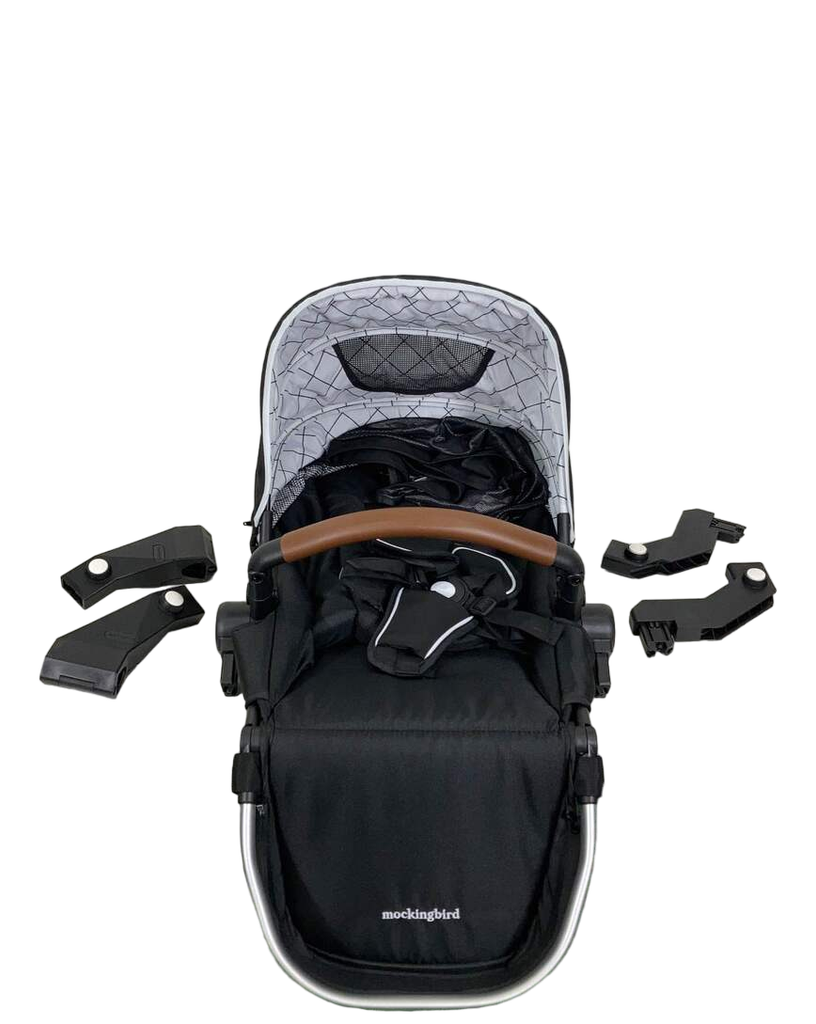 Mockingbird 2nd Seat Kit with Extendable Canopy, Silver with Penny Lea