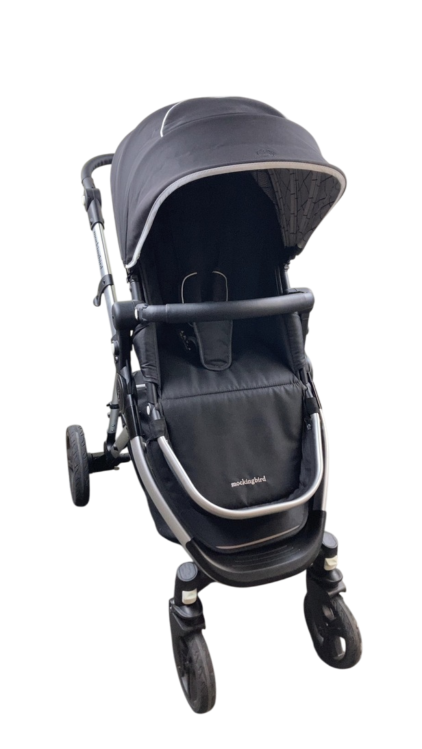 Mockingbird Single Stroller, 2021, Black, Silver With Black Leather, W ...