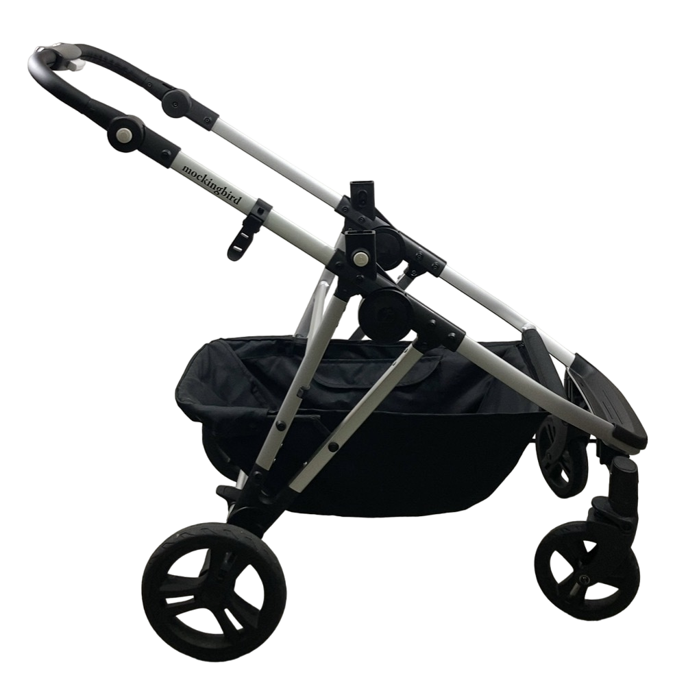 Mockingbird 2.0 Single to Double Stroller Frame, 2024, Silver With Bla ...