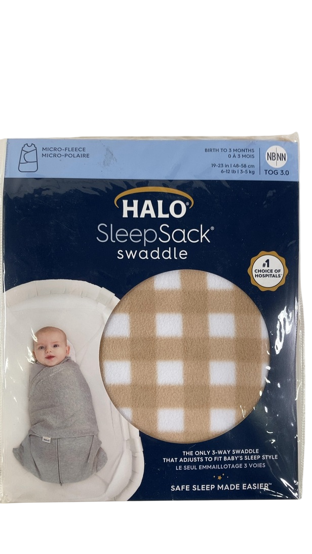 Halo SleepSack Swaddle, Newborn, Tan Gingham — GoodBuy Gear