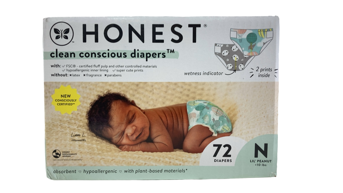 Honest Company Club Box Diapers, 72 Count, Above It All + Pandas, Newb ...