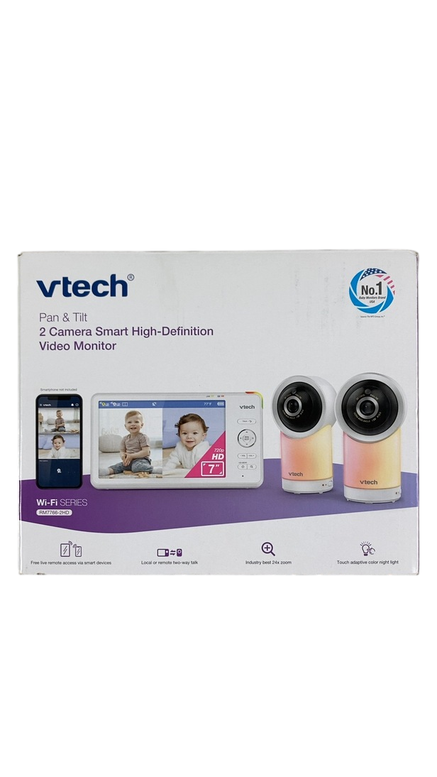 VTech 2 Camera 7” Smart Wifi 1080p Pan and Tilt Monitor RM7766-2HD ...