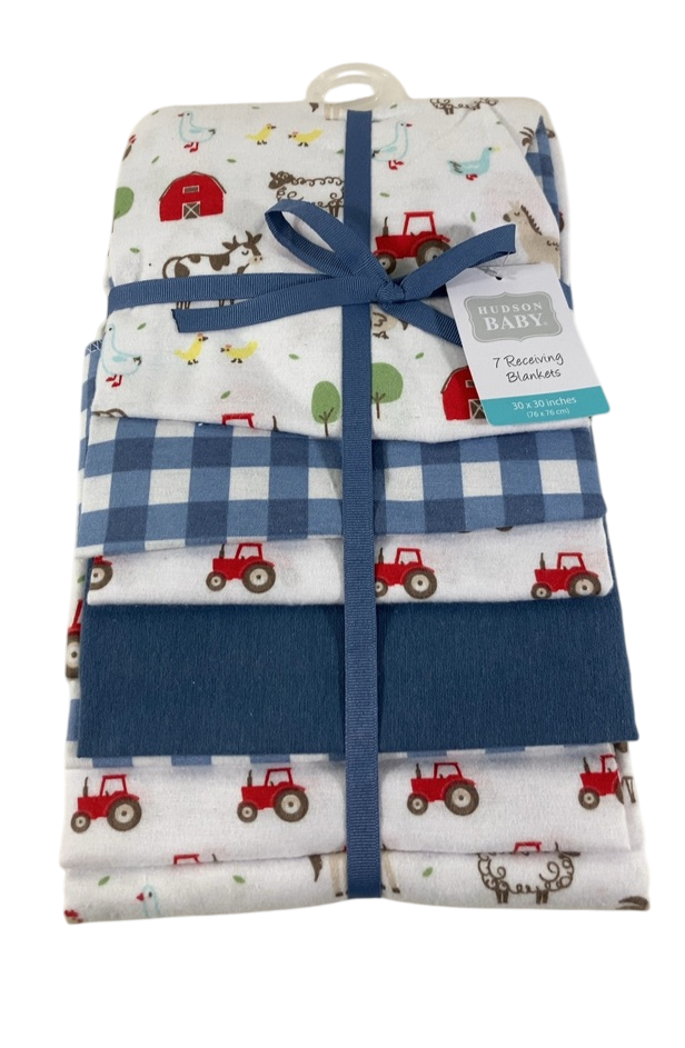 Hudson Baby Set of 7 Receiving Blankets, Farm Animals — GoodBuy Gear