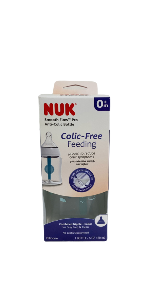 NUK Smooth Flow Anti-Colic Bottle, 5oz, Pro, Blue Clouds