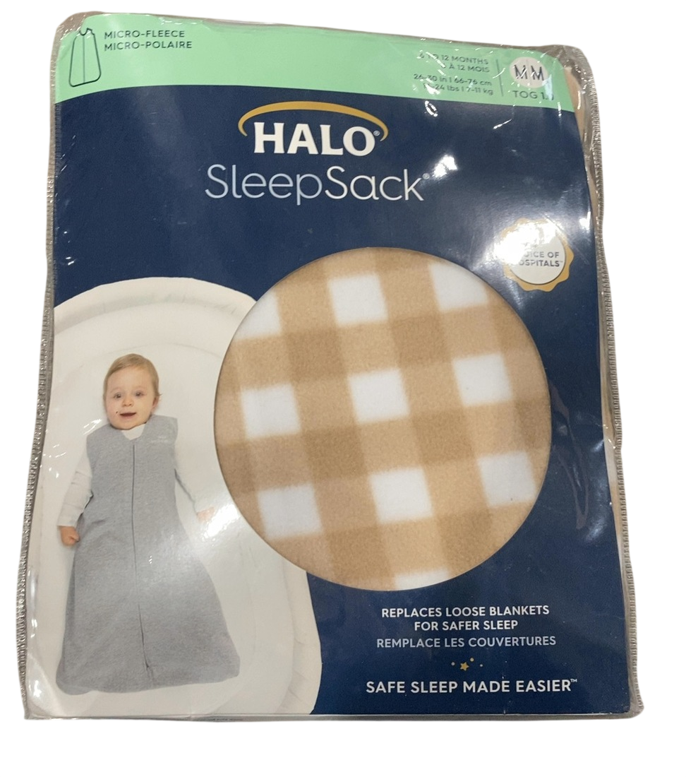 Halo Micro-Fleece SleepSack, Medium, Gingham Tan — GoodBuy Gear