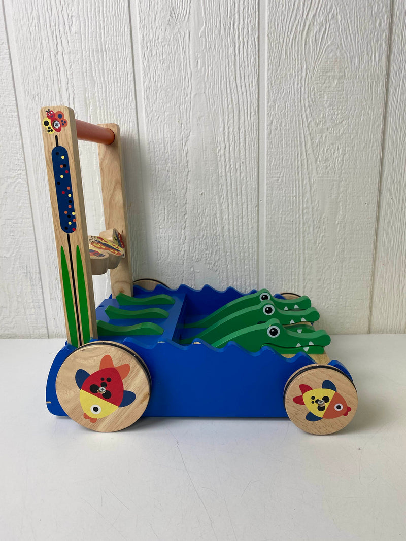 Melissa & Doug Deluxe Chomp and Clack Alligator Wooden Push Toy And Ac