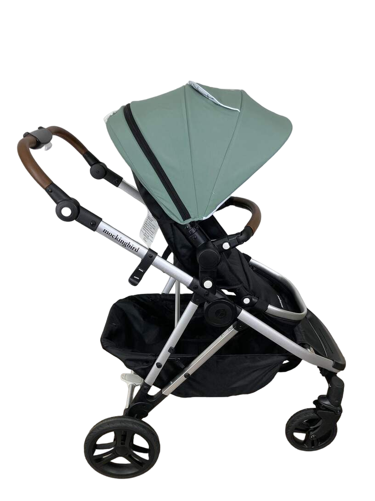 Mockingbird Single to Double Stroller, 2022, Silver with Penny Leather