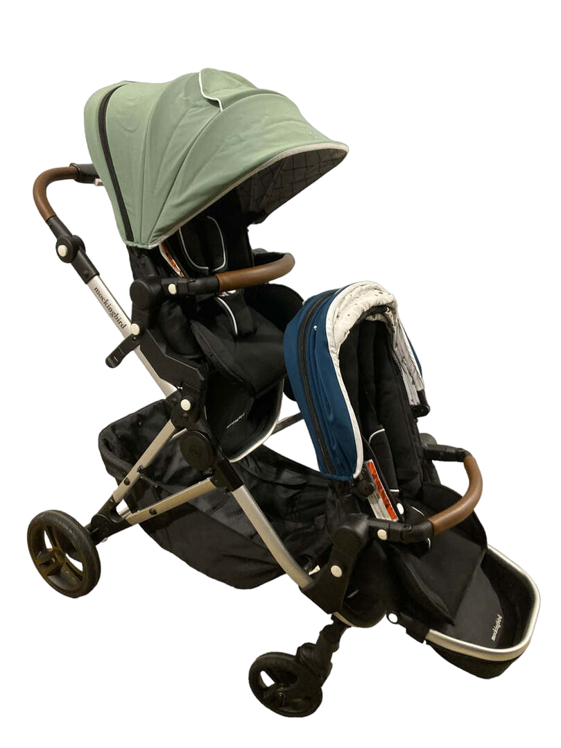 Mockingbird Double Stroller, 2022, Sage, Sky, Windowpane, Watercolor D ...