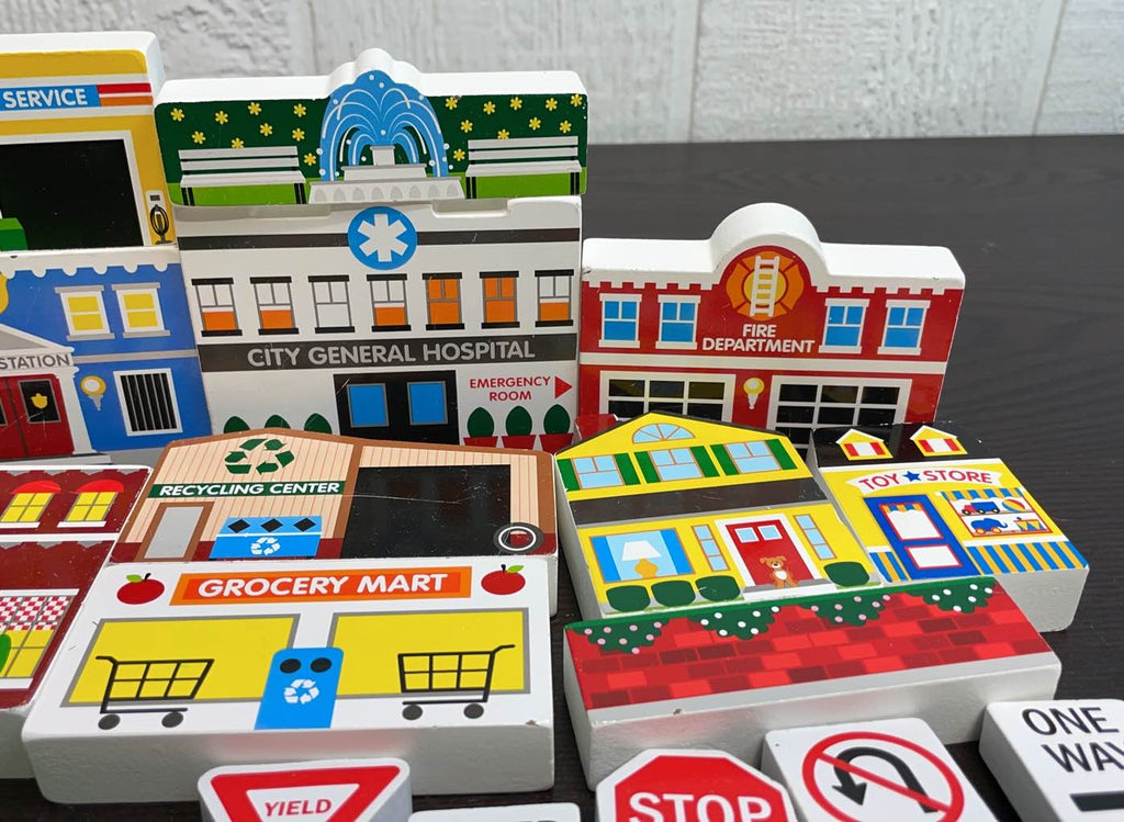 Melissa & Doug Wooden Town Playset