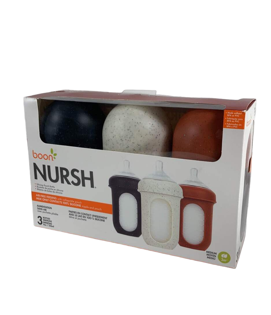 Boon Nursh Bottles, 3 Pack, 8oz, Medium, Speckle