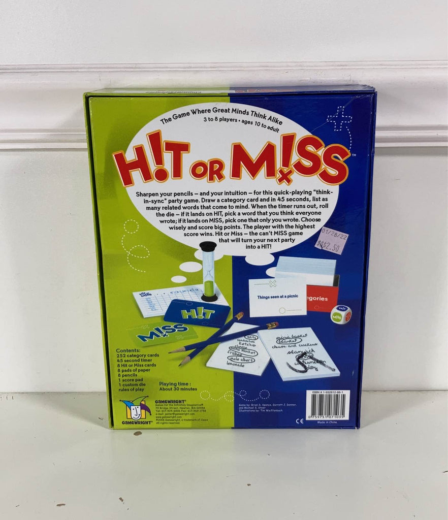 Gamewright Hit Or Miss Game