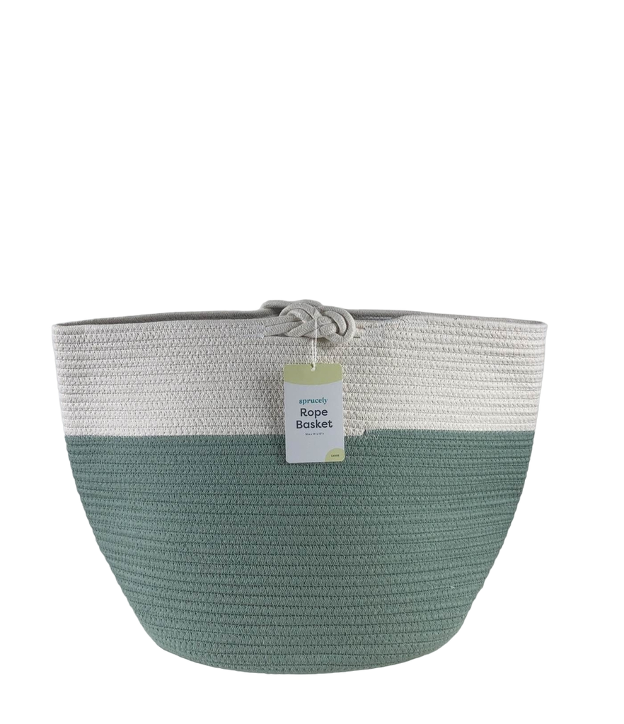 Sprucely Large Rope Basket, Sage