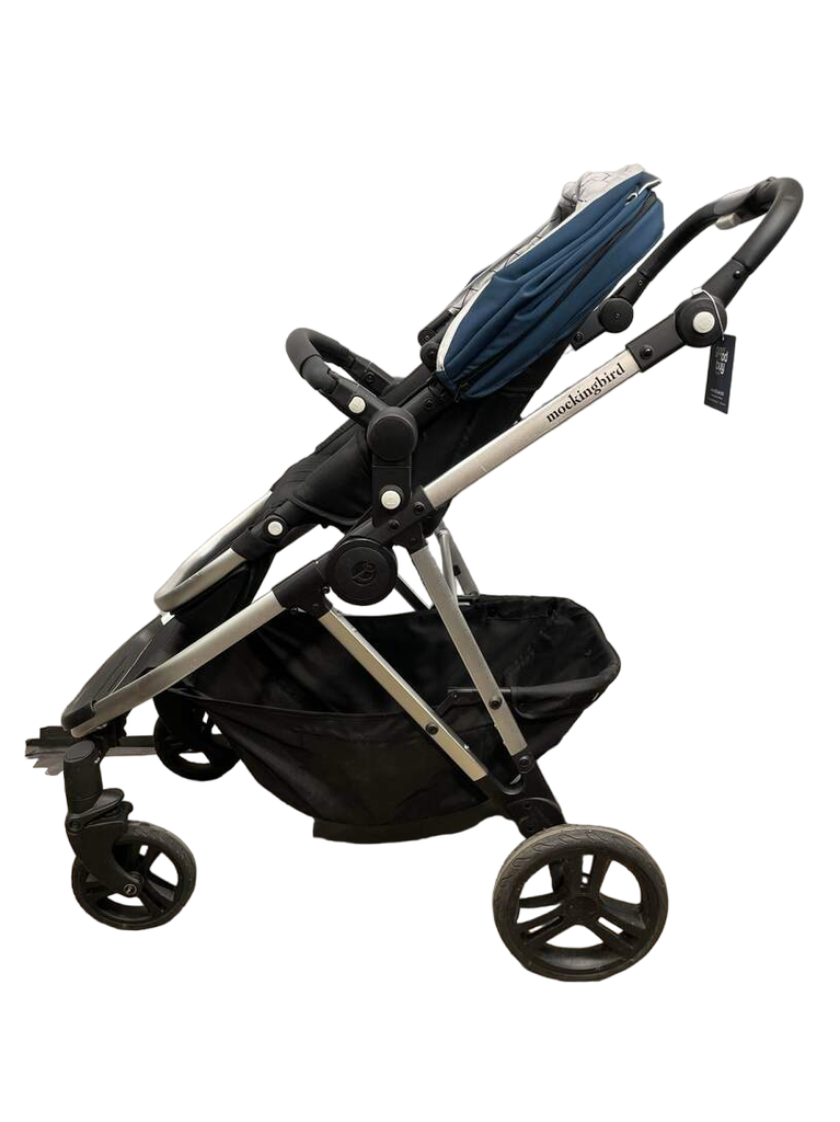 Mockingbird Single to Double Stroller, 2020, Silver with Black Leather
