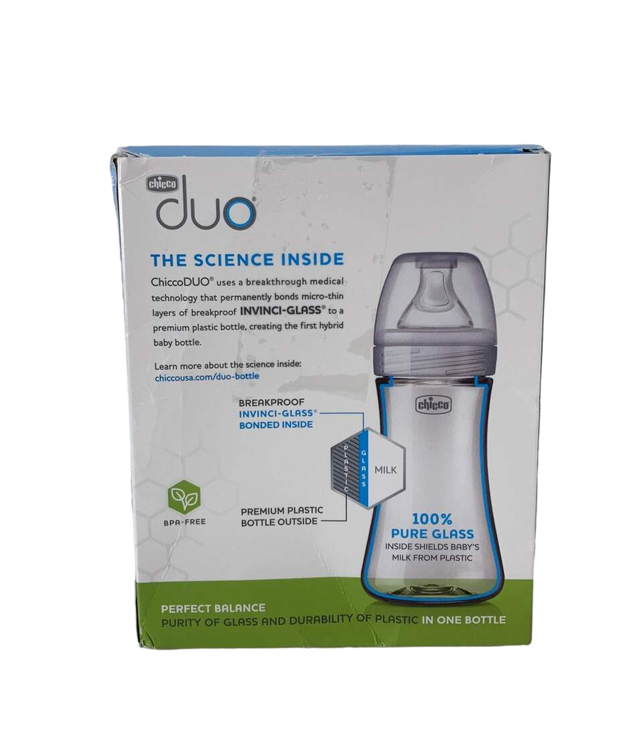 Chicco Duo 9 Oz. 2 Pack Hybrid Baby Bottles, Grey