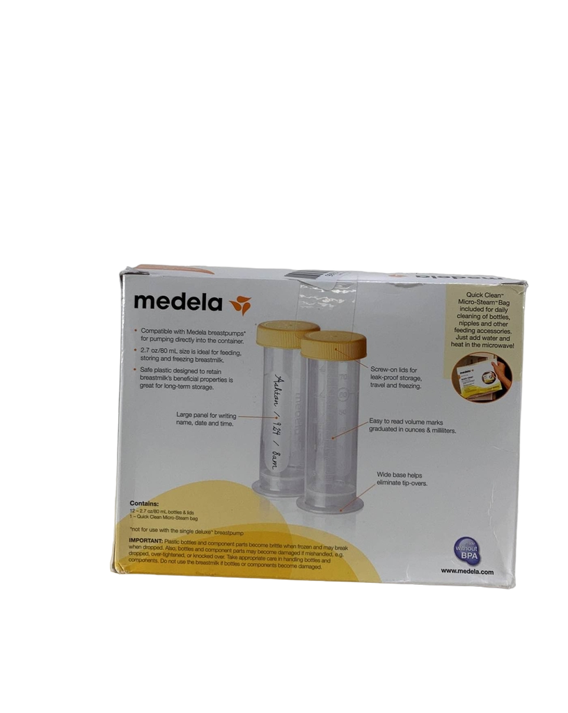 Medela Breast Milk Collection and Storage Bottles with Solid Lids, 12