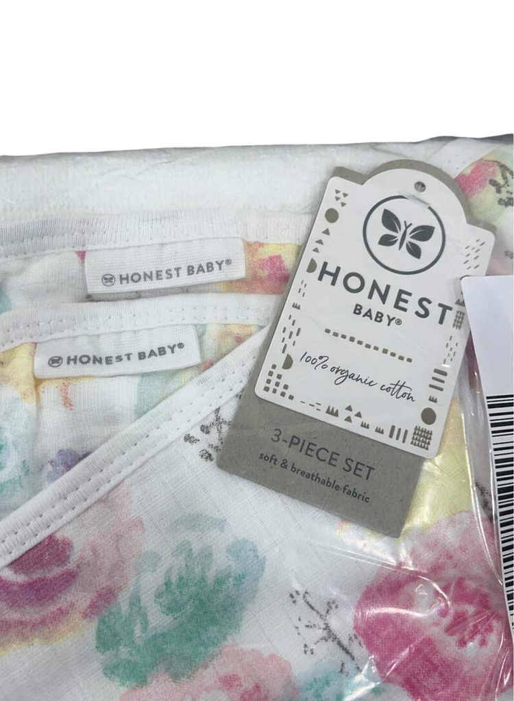 Honest Baby 3-piece Organic Cotton Hooded Towel Set, Rose Blossom