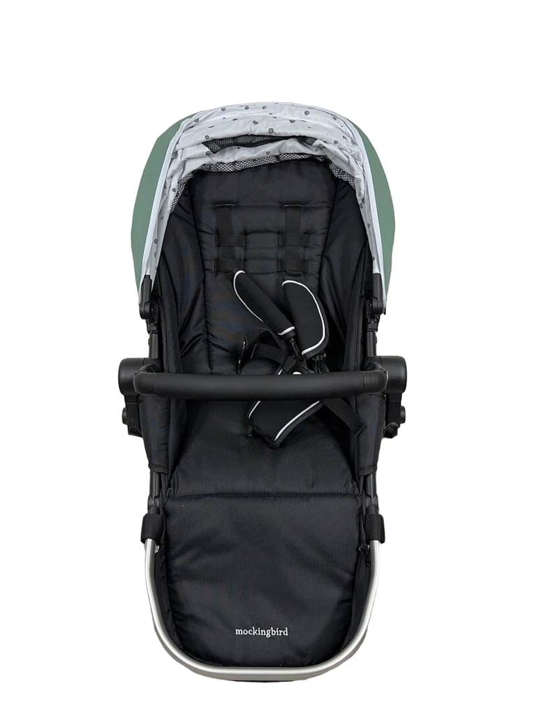 Mockingbird 2nd Seat Kit With Extendable Canopy, Sage, Watercolor Drop