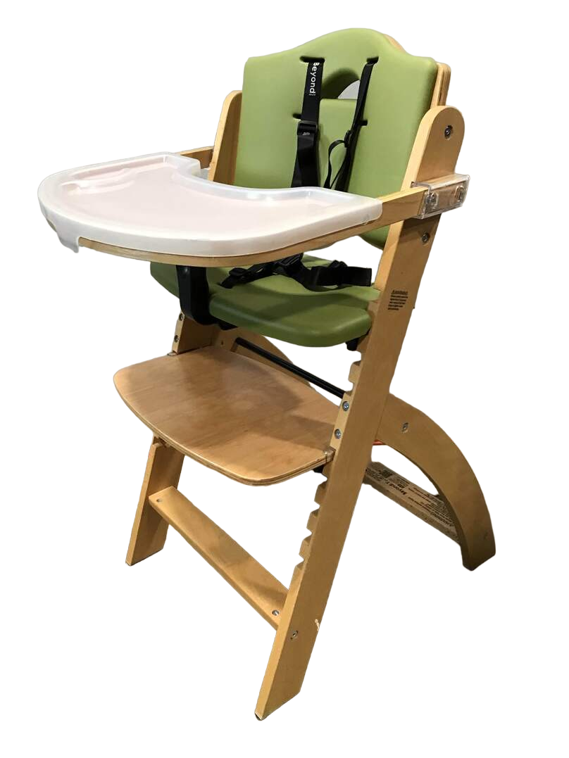 Abiie Beyond Junior Y Wooden High Chair, Natural/Green — GoodBuy Gear