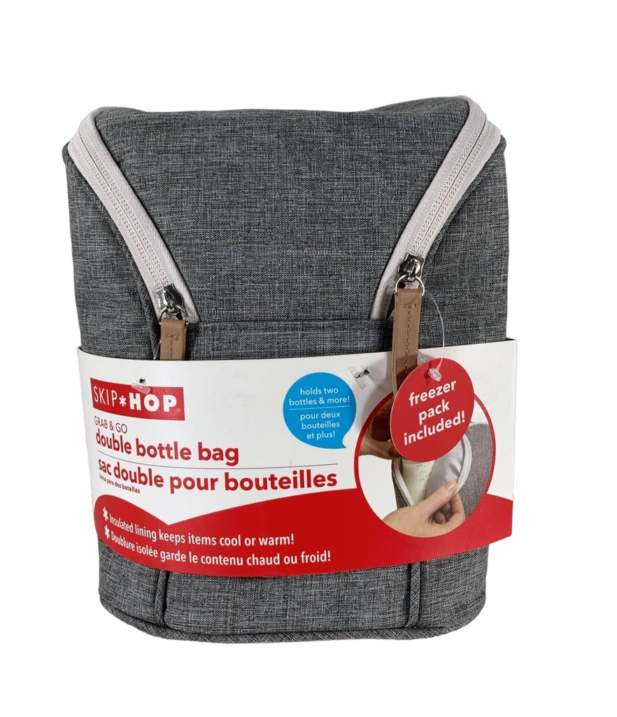 Skip Hop Grab And Go Double Bottle Bag, Grey Melange