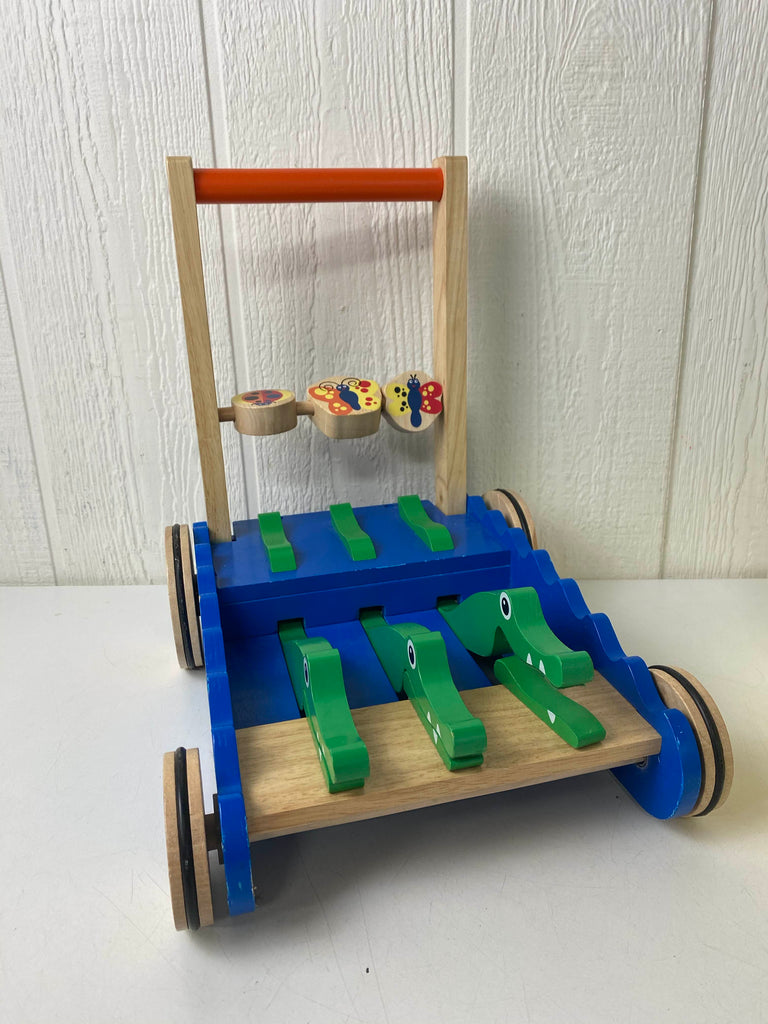 Melissa & Doug Deluxe Chomp and Clack Alligator Wooden Push Toy And Ac