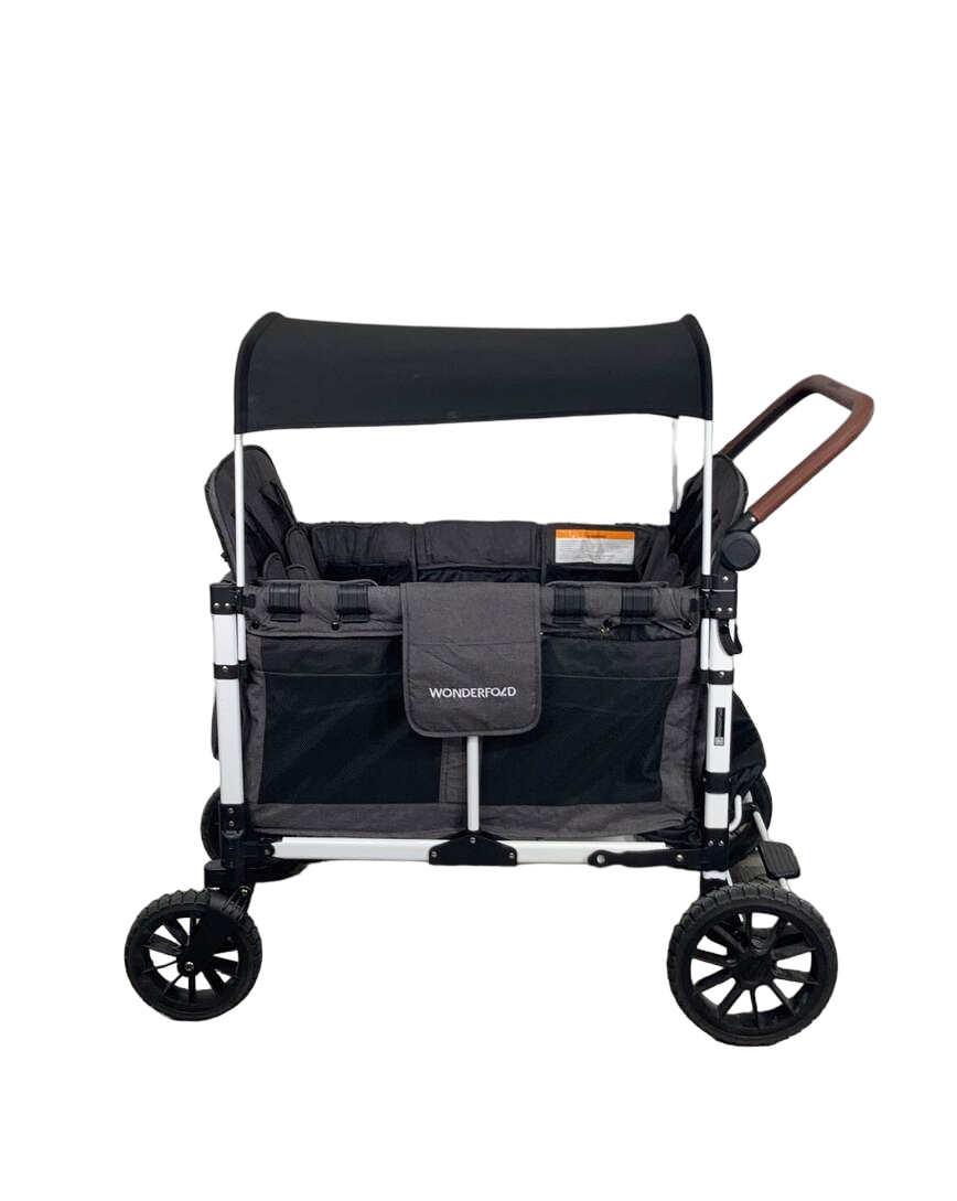 Wonderfold W4 Luxe Quad Stroller Wagon, Charcoal Grey with White Frame ...