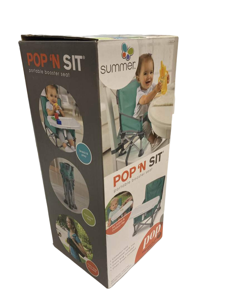Summer Infant Pop 'n Sit Portable Booster, Original, Teal & Grey
