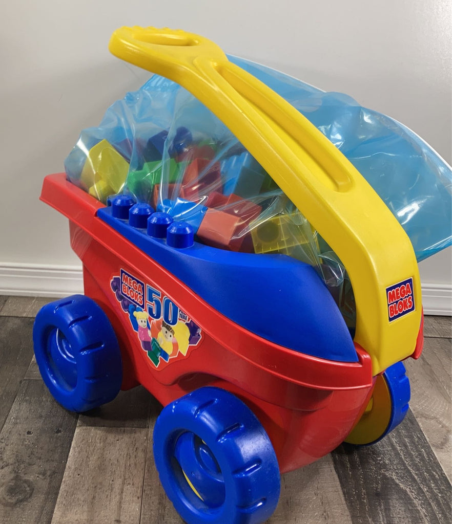 Mega Bloks Block Scooping Wagon With Mega Bloks