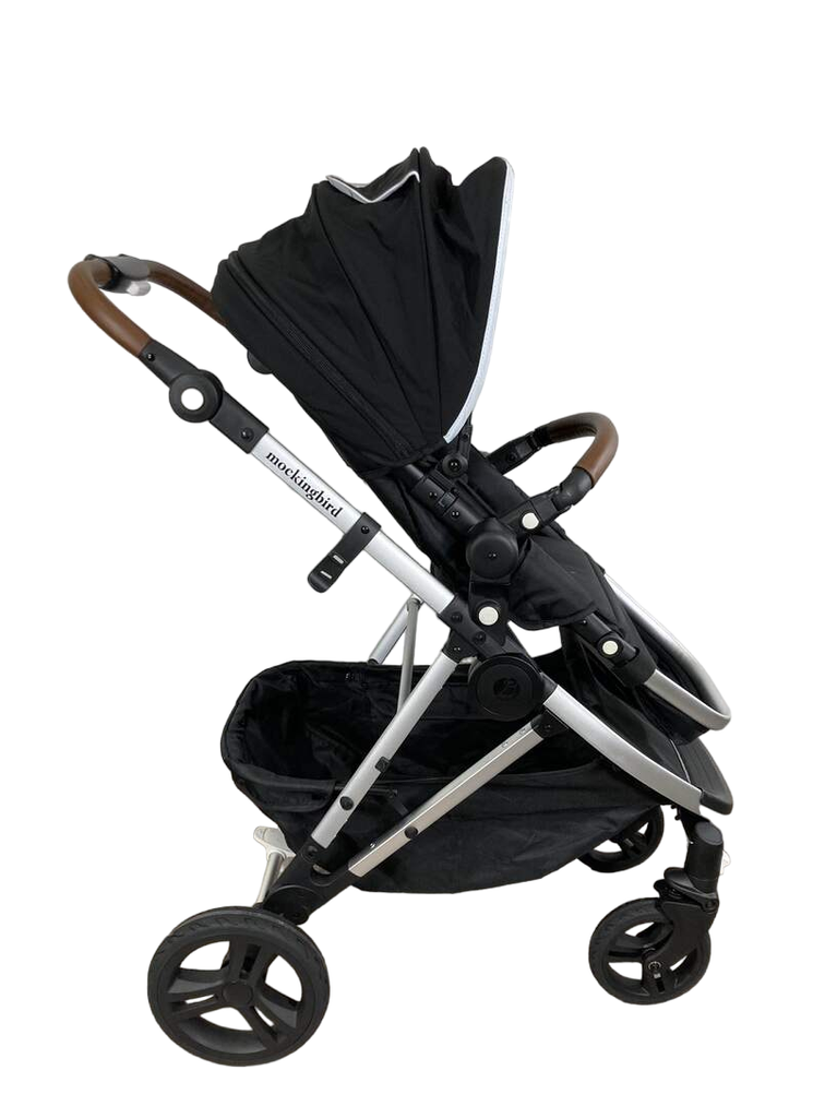 Mockingbird Single Stroller, 2022, Black, Windowpane, Silver With Penn