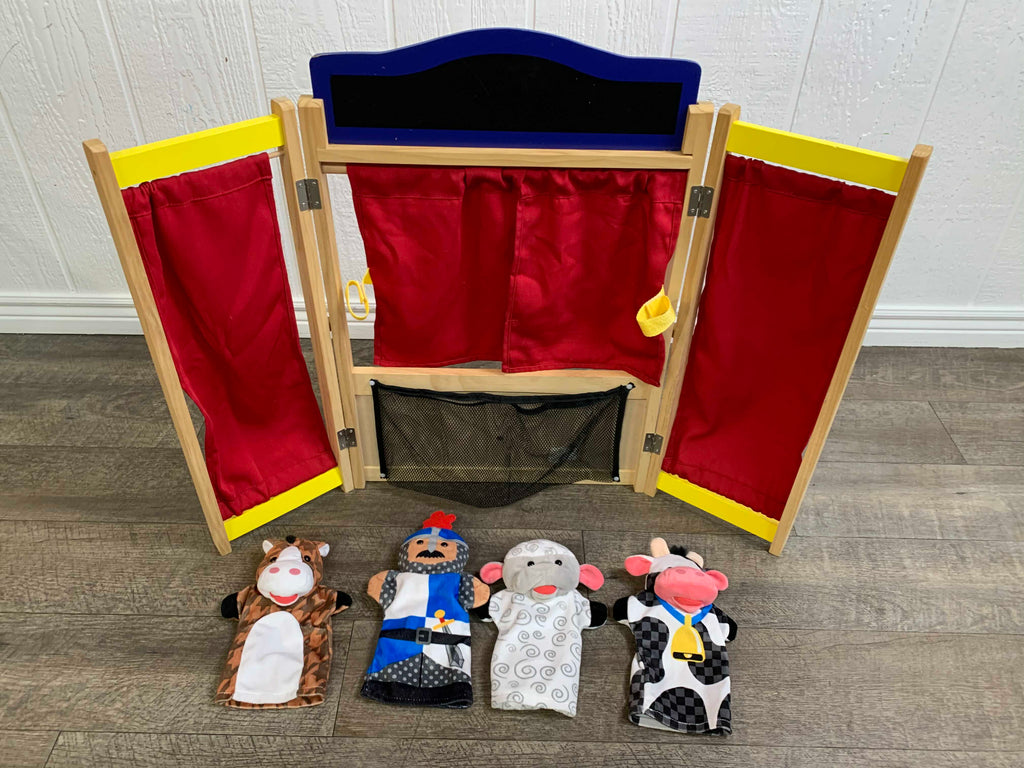 Guidecraft Wooden Tabletop Theater With Puppet Set