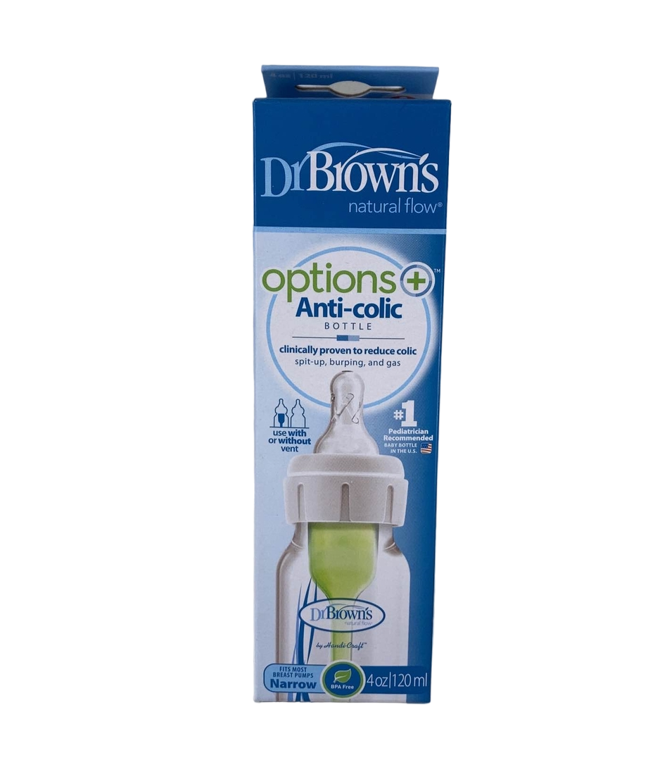 Dr. Brown's Anti-Colic Narrow Bottle, Options+, Clear, 4 oz/120 ml, Le ...