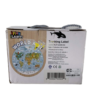 iPlay, iLearn Wooden Round World Map Jigsaw Puzzle