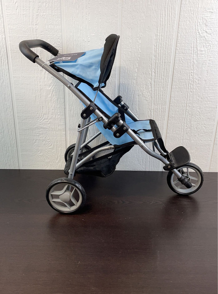 Precious Toys Foldable Doll Jogger Stroller, Baby Blue