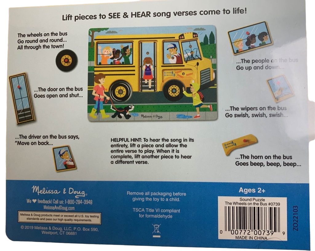 Melissa & Doug Sound Puzzle, Wheels on the Bus