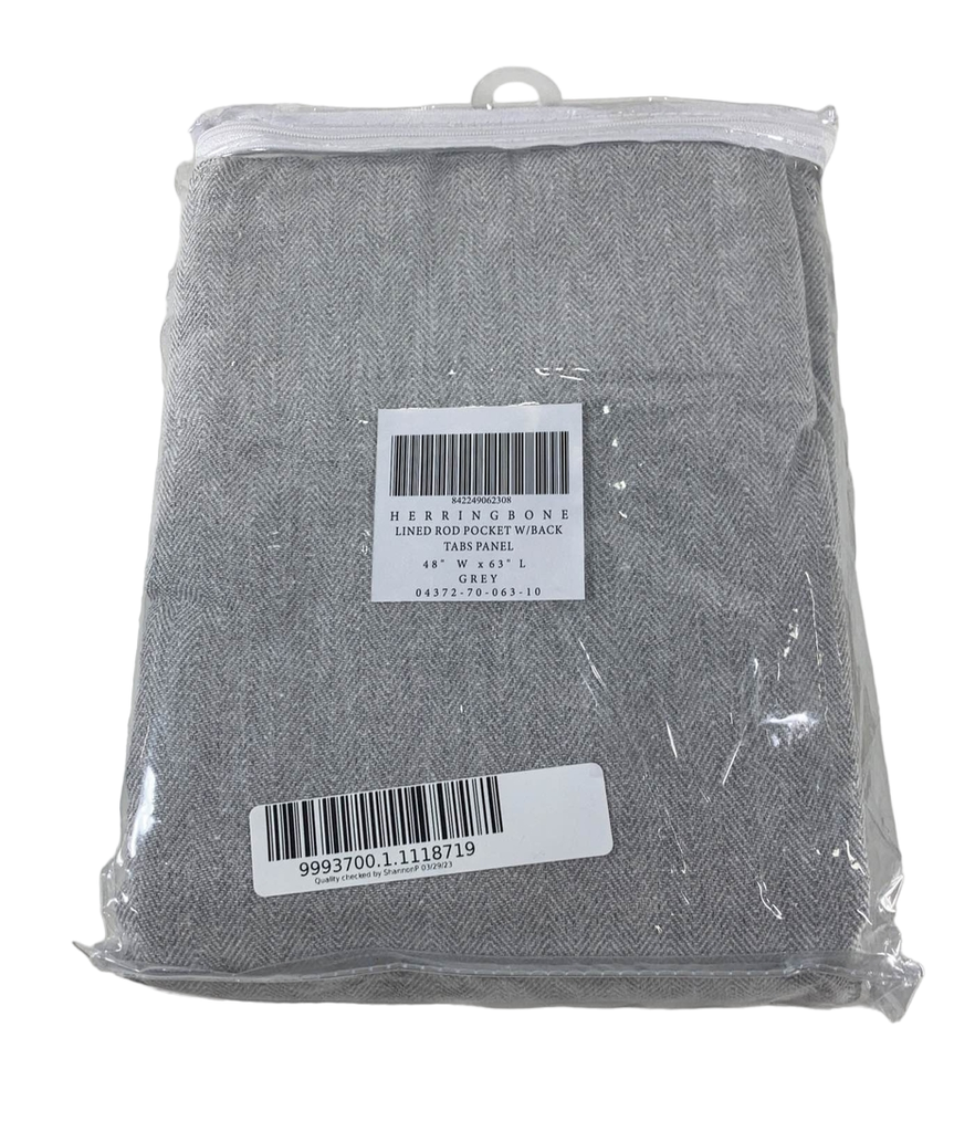 Ricardo Trading Herringbone Lined Rod Pocket With Back Tabs Panel, Gre