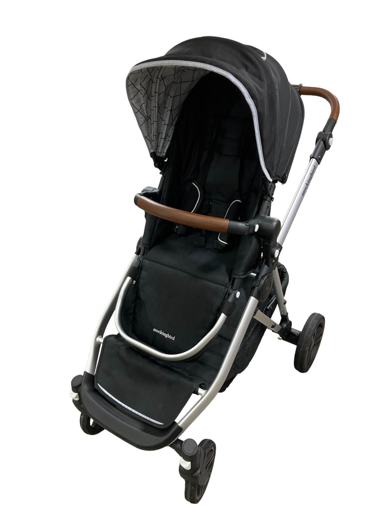 Mockingbird Single to Double Stroller, Silver with Penny Leather, Wind