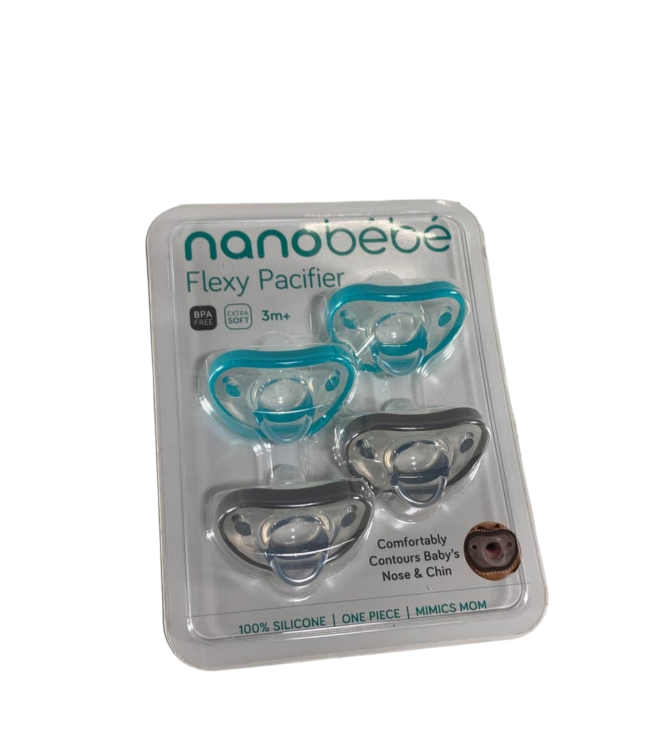 Nanobébé Flexy Pacifier 4 Pack, Grey/Teal — GoodBuy Gear