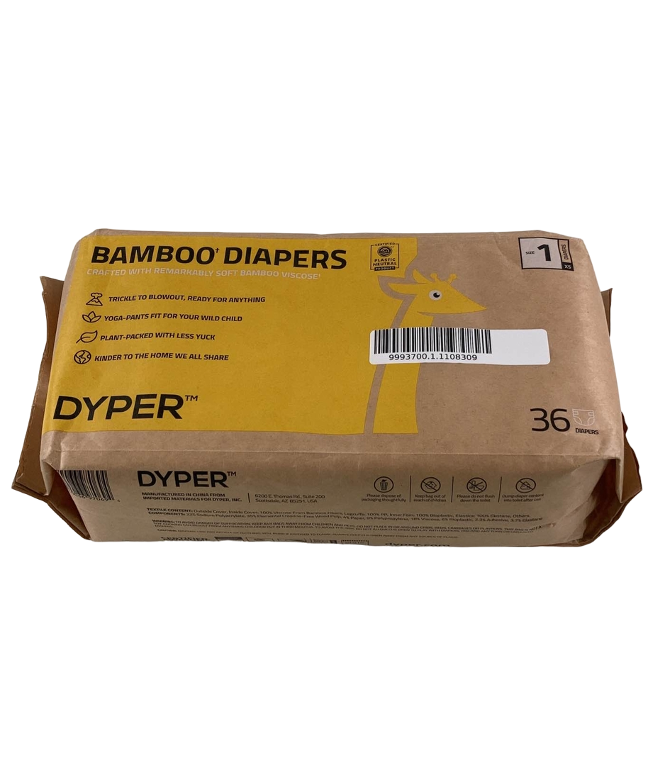 DYPER Bamboo Diapers, Single Sleeve, Size 1, 36ct — GoodBuy Gear