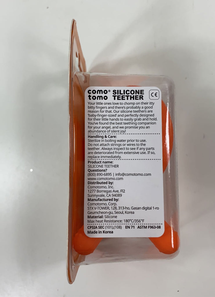 Comotomo Silicone Baby Teether, Orange