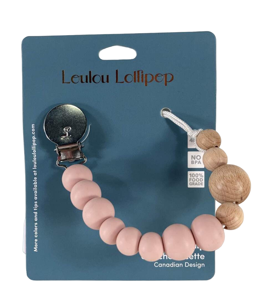 LouLou Lollipop Pacifier Clip, Colour Block, Dusty Rose