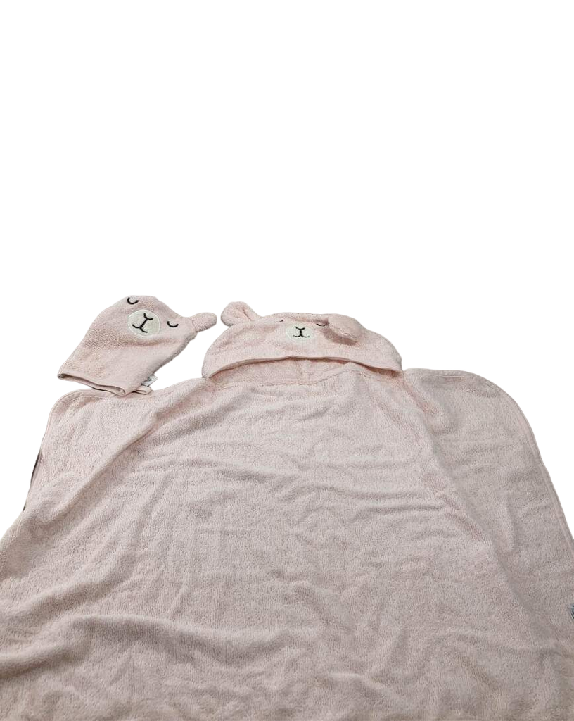 Tiny Kind Cozy Critter Bath Time Set 4 Piece, Cloud Pink Bunny