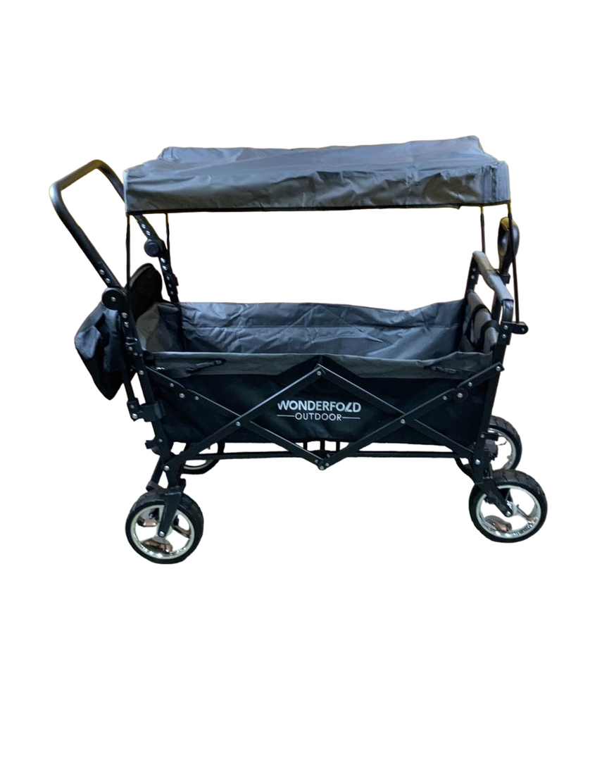 Wonderfold S4 Push & Pull Premium Utility Folding Wagon with Canopy, B ...