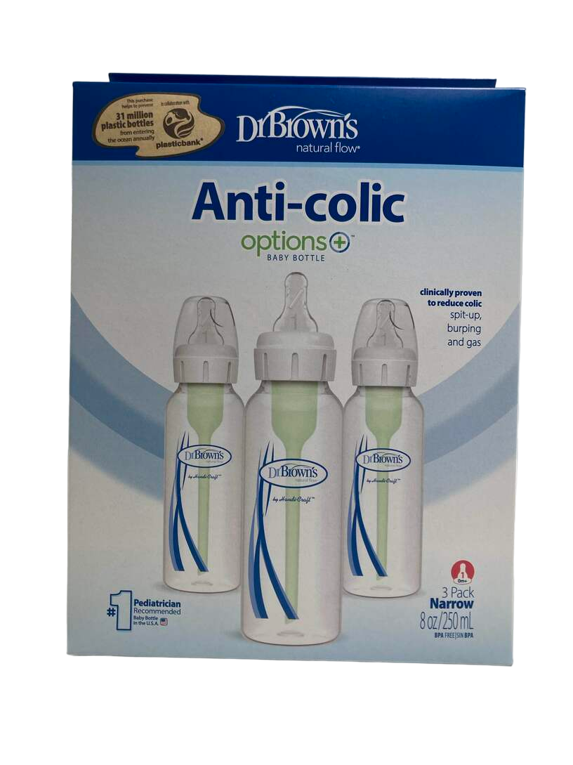 Dr. Brown's Options+ Anti-Colic Narrow Bottles, 3 Pack, 8 ounce ...