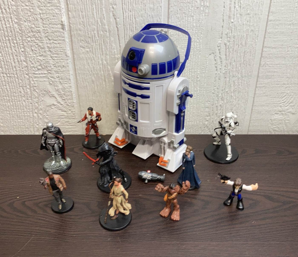 BUNDLE Star Wars Figures, And R2D2 container