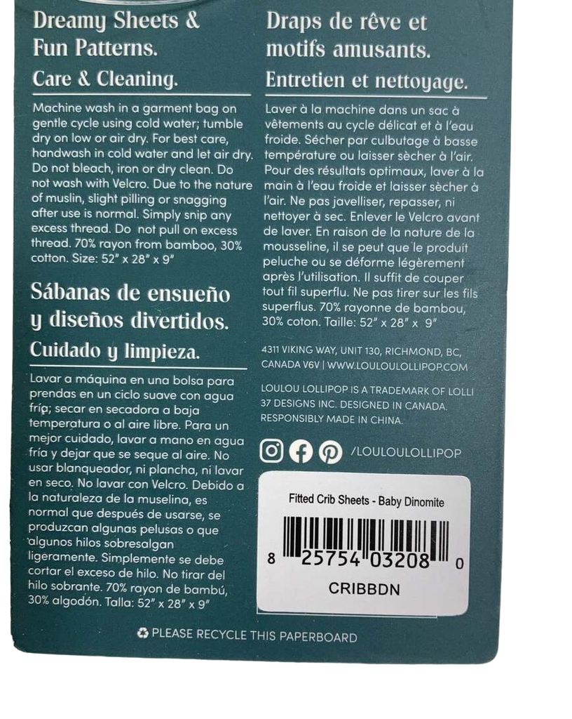 LouLou Lollipop Fitted Crib Sheet, Baby Dynamite