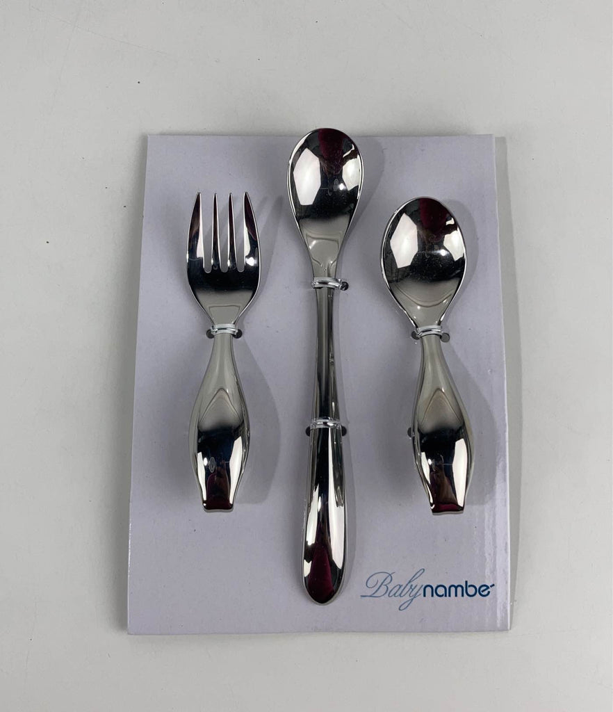 Nambe Baby Loop Spoon, Fork and Feeding Spoon