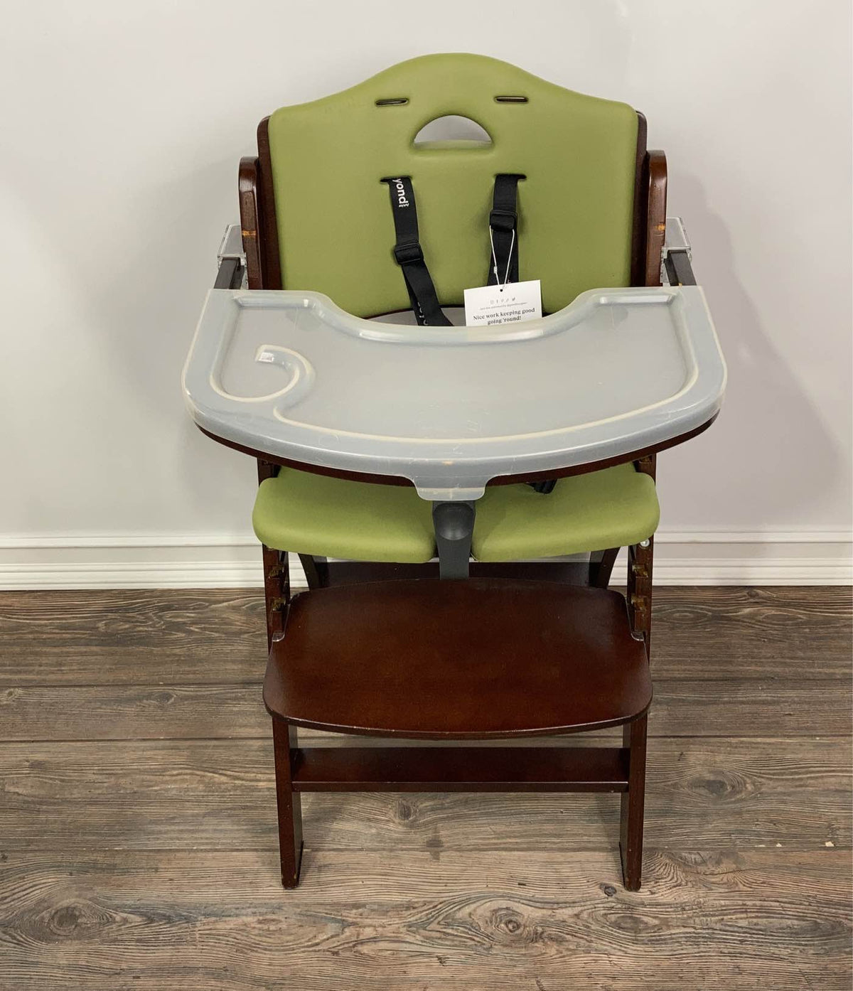 Abiie Beyond Junior Y Wooden High Chair, Natural/Green — GoodBuy Gear