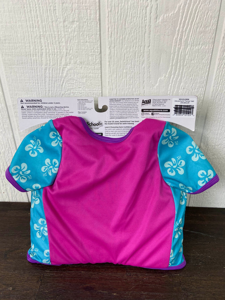 SwimSchool Deluxe Swim Trainer Vest, Pink/Aqua, 2-4 Years