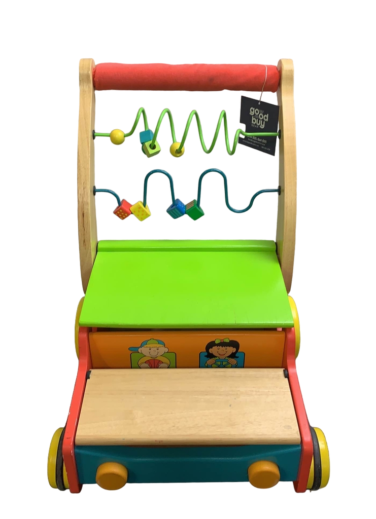 Battat Wooden Push Cart With Blocks