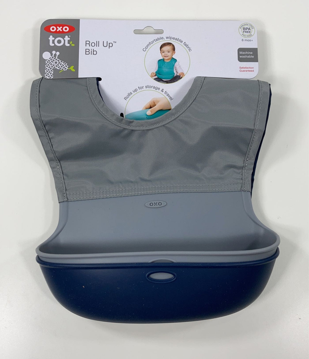 OXO Tot Roll Up Bibs, 2 Pack, Gray and Navy — GoodBuy Gear